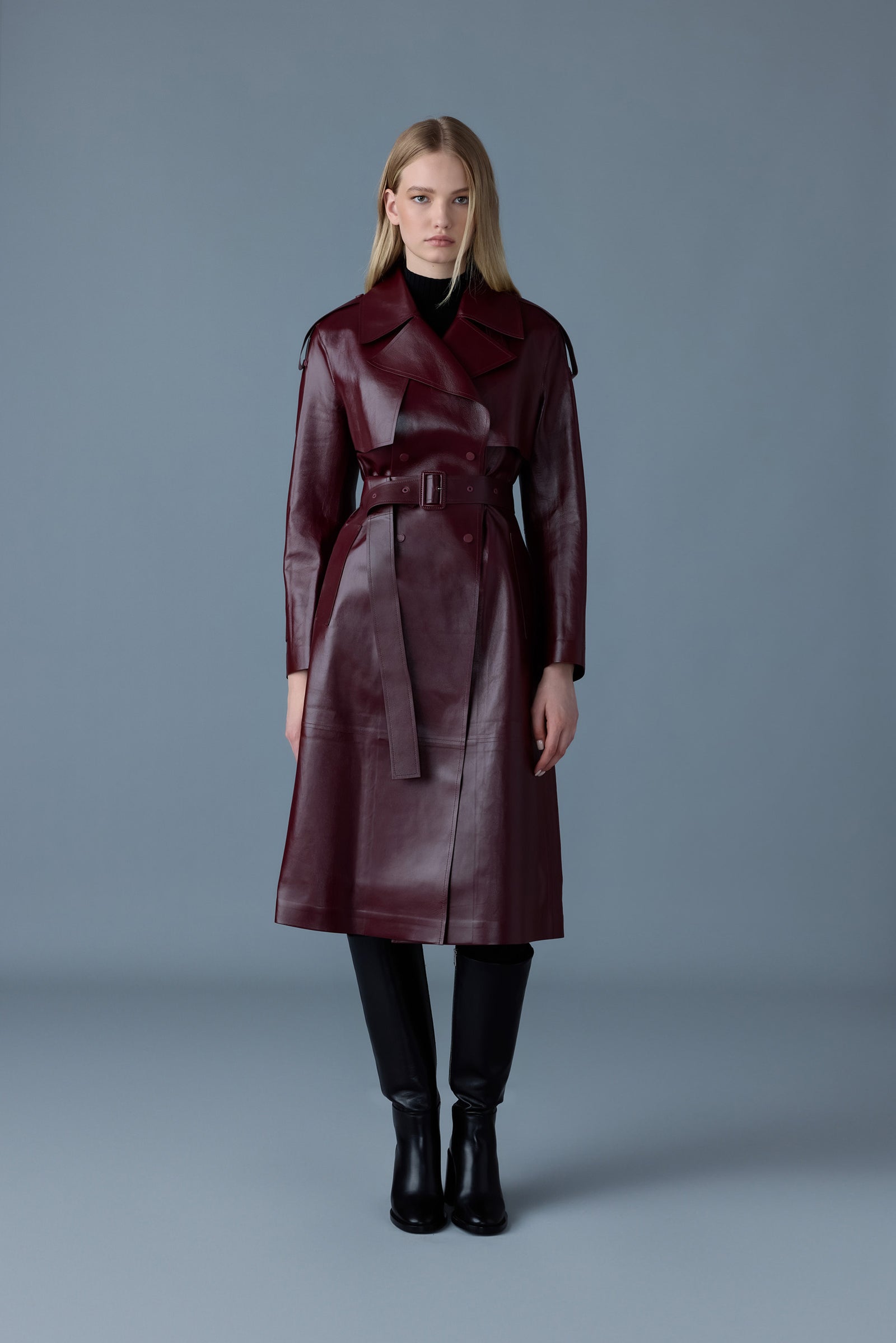Carmela, Leather trench with belt | Mackage® US