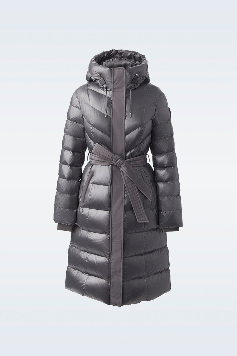 Coralia, Light down coat with hood and sash belt for ladies | Mackage® US
