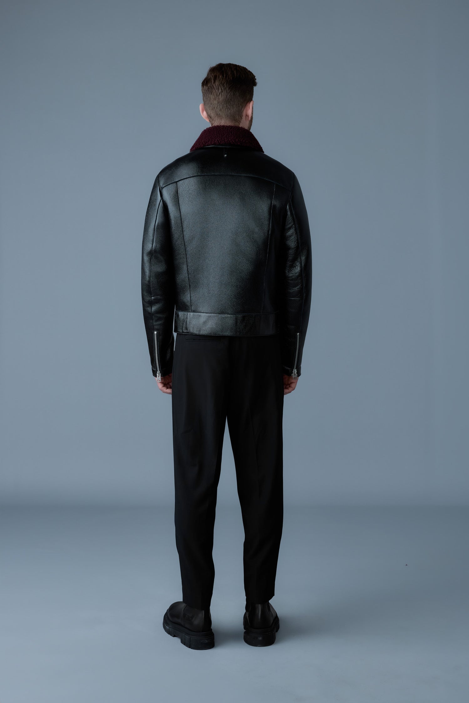 Enzo, leather jacket with shearling collar | Mackage® US