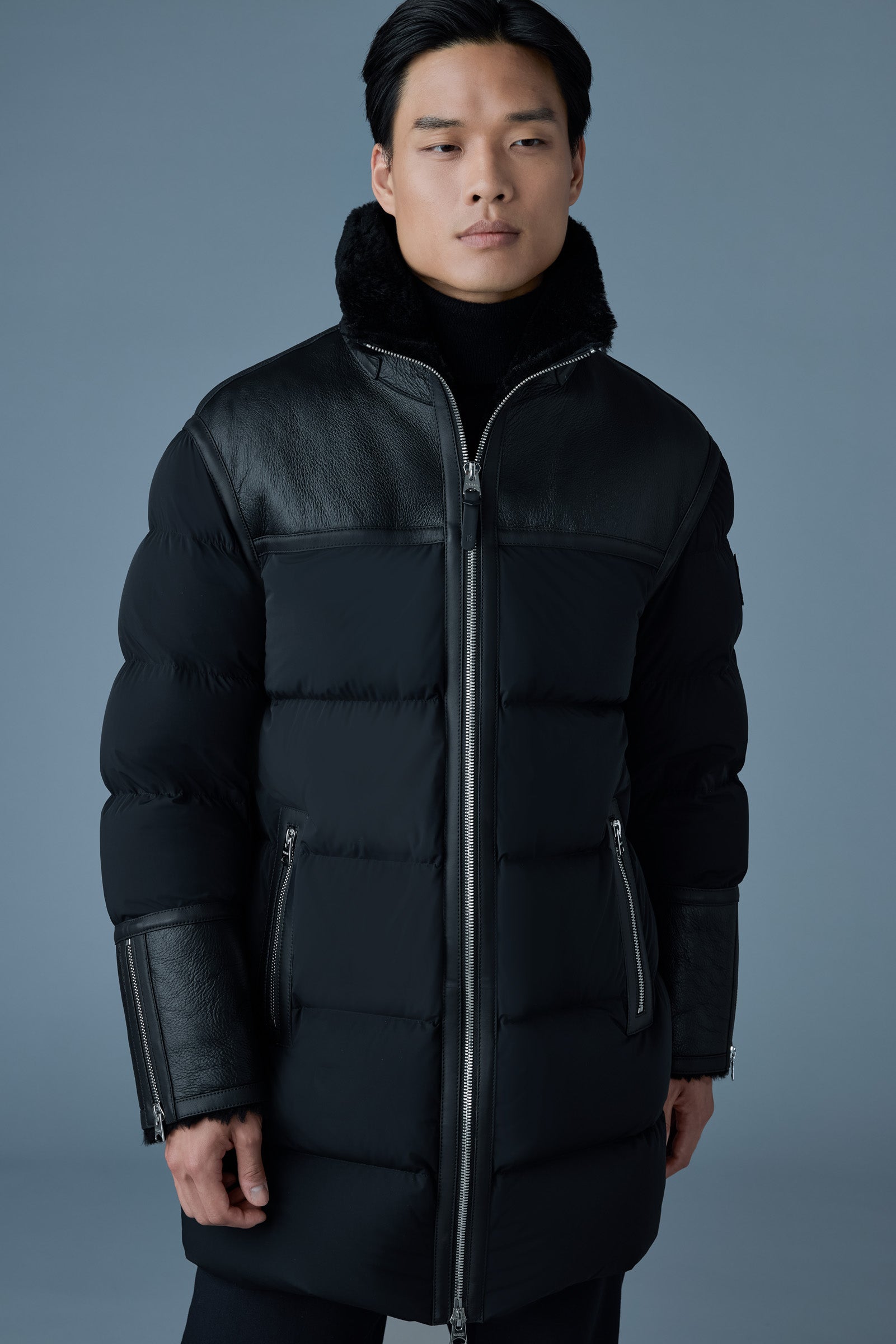 NICHOLAS Down Mixed-Media Parka with Shearling Collar for Men | Mackage® US