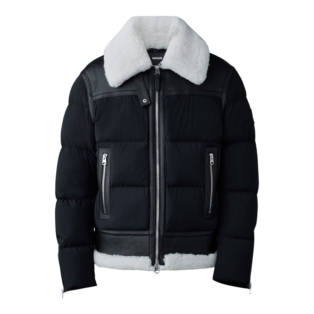 Robert, mixed-media shearling down jacket | Mackage® US