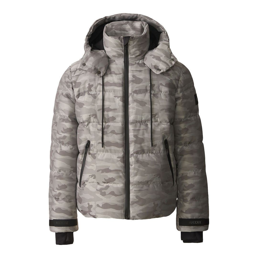 SAMUEL-JC Camo Jacquard Down Ski Jacket With Storm Visor for Men ...
