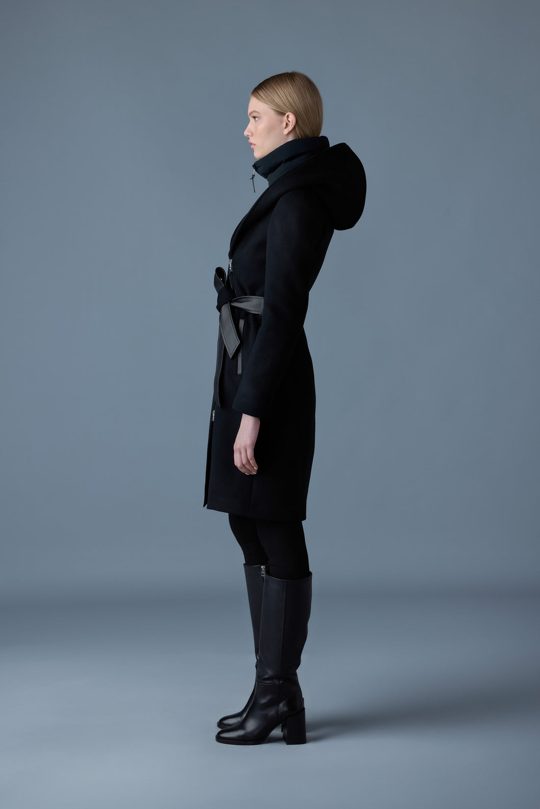 Shia-SLB, 2-in-1 double-face wool coat with removable bib | Mackage® US