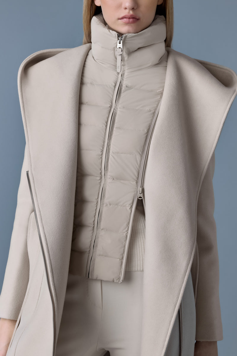 Shia-SLB, 2-in-1 double-face wool coat with removable bib | Mackage® US