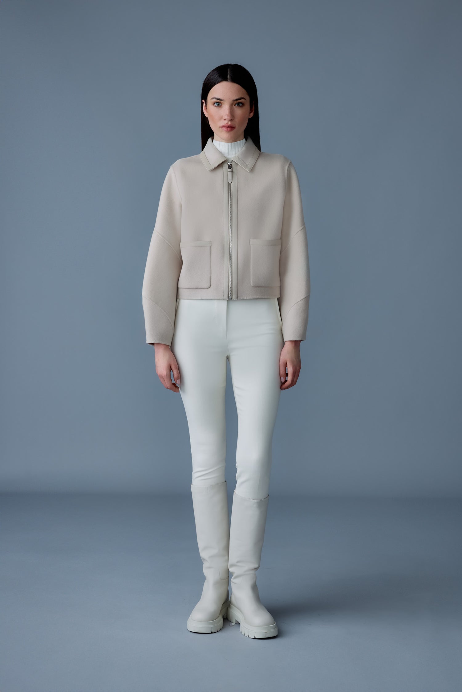 Solana, double-face wool balloon sleeved short jacket | Mackage® US