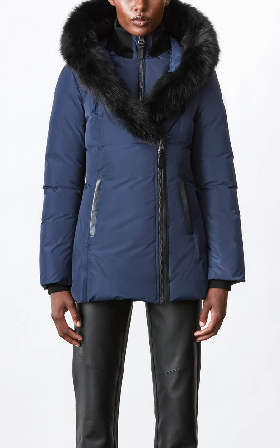 Adali, Down coat with sheepskin Signature Mackage Collar for ladies ...