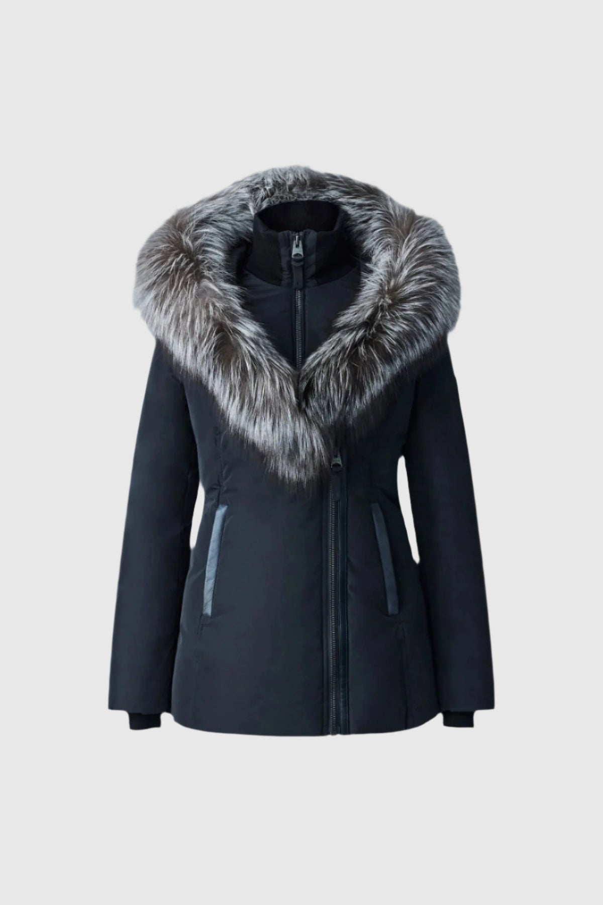 Adali, Down coat with silver fox fur Signature Mackage Collar for ...