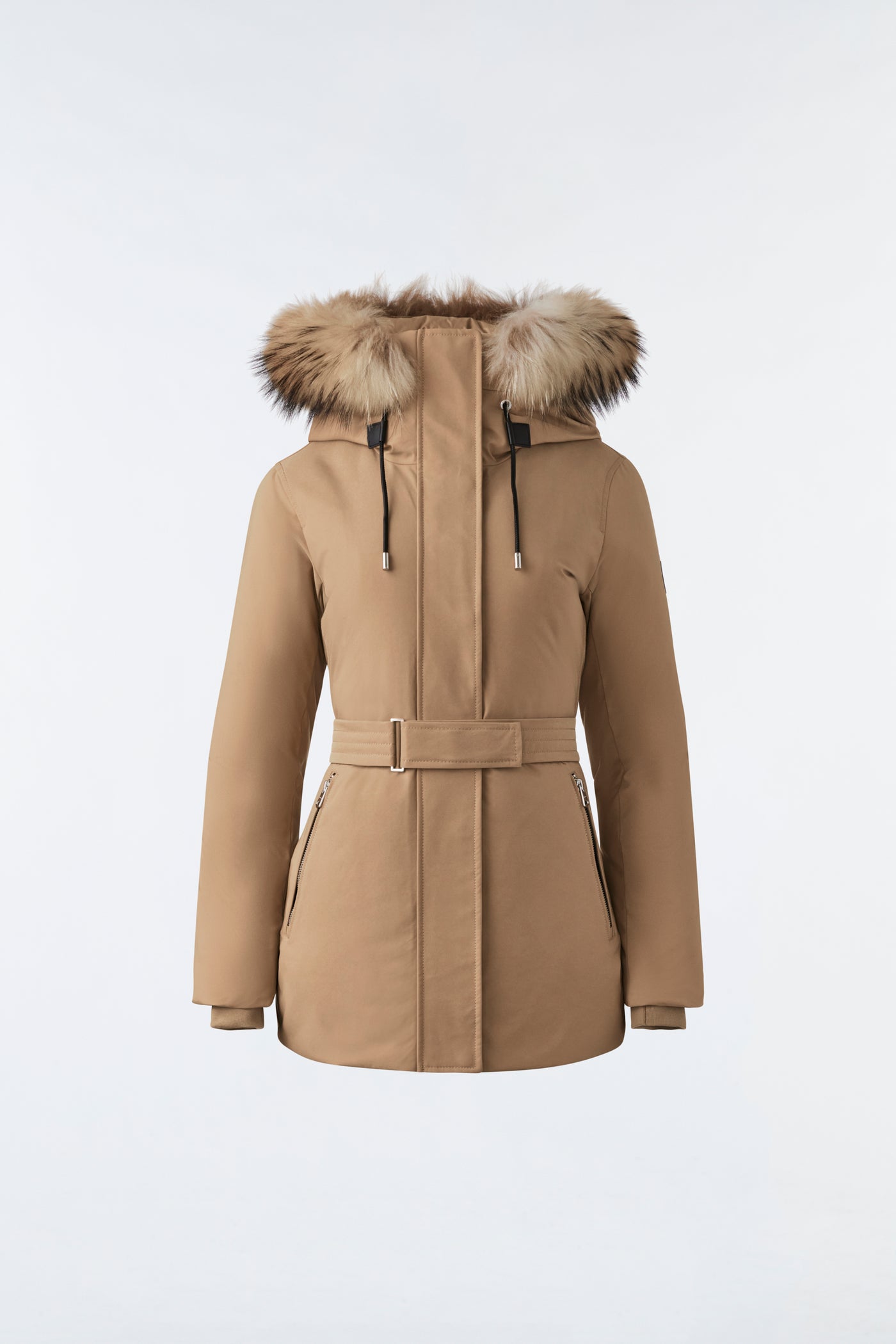 Jeni-F, 2-in-1 down parka with removable bib and natural fur for ladies ...