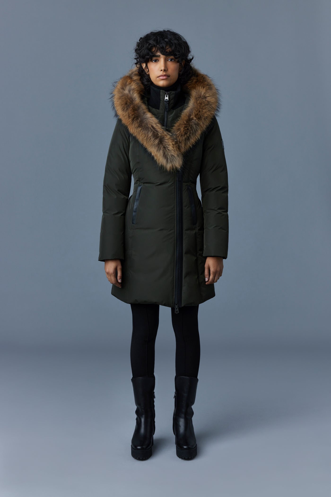 Kay, Down coat with natural fur Signature Mackage Collar for ladies ...