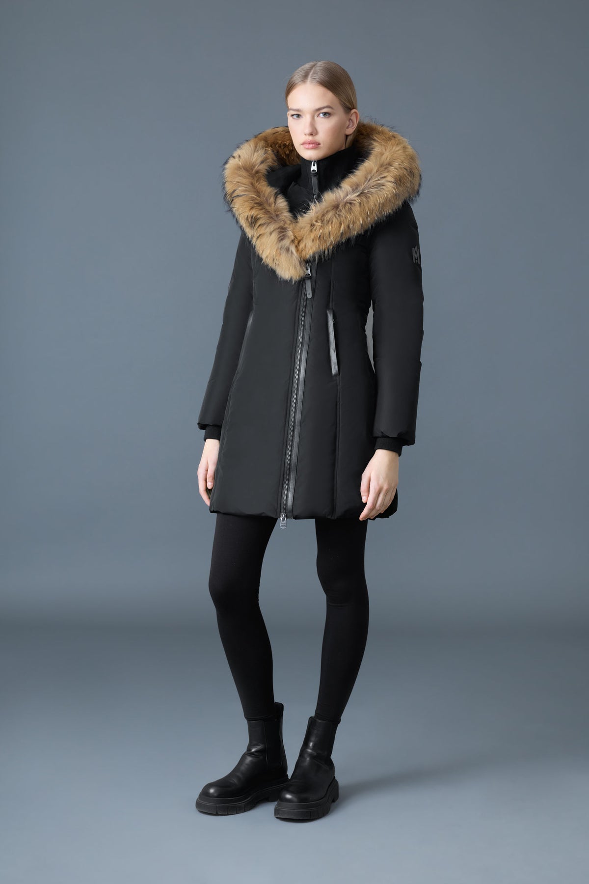 Kay, Down coat with natural fur Signature Mackage Collar for ladies ...