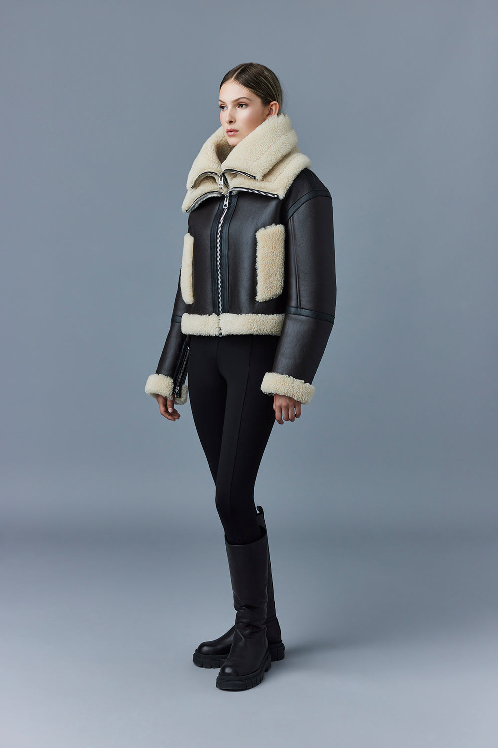 Penelopa, Sheepskin jacket with double collar for ladies | Mackage® US