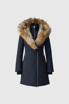 Trish, Powder Touch down coat with natural fur Signature Mackage Collar ...