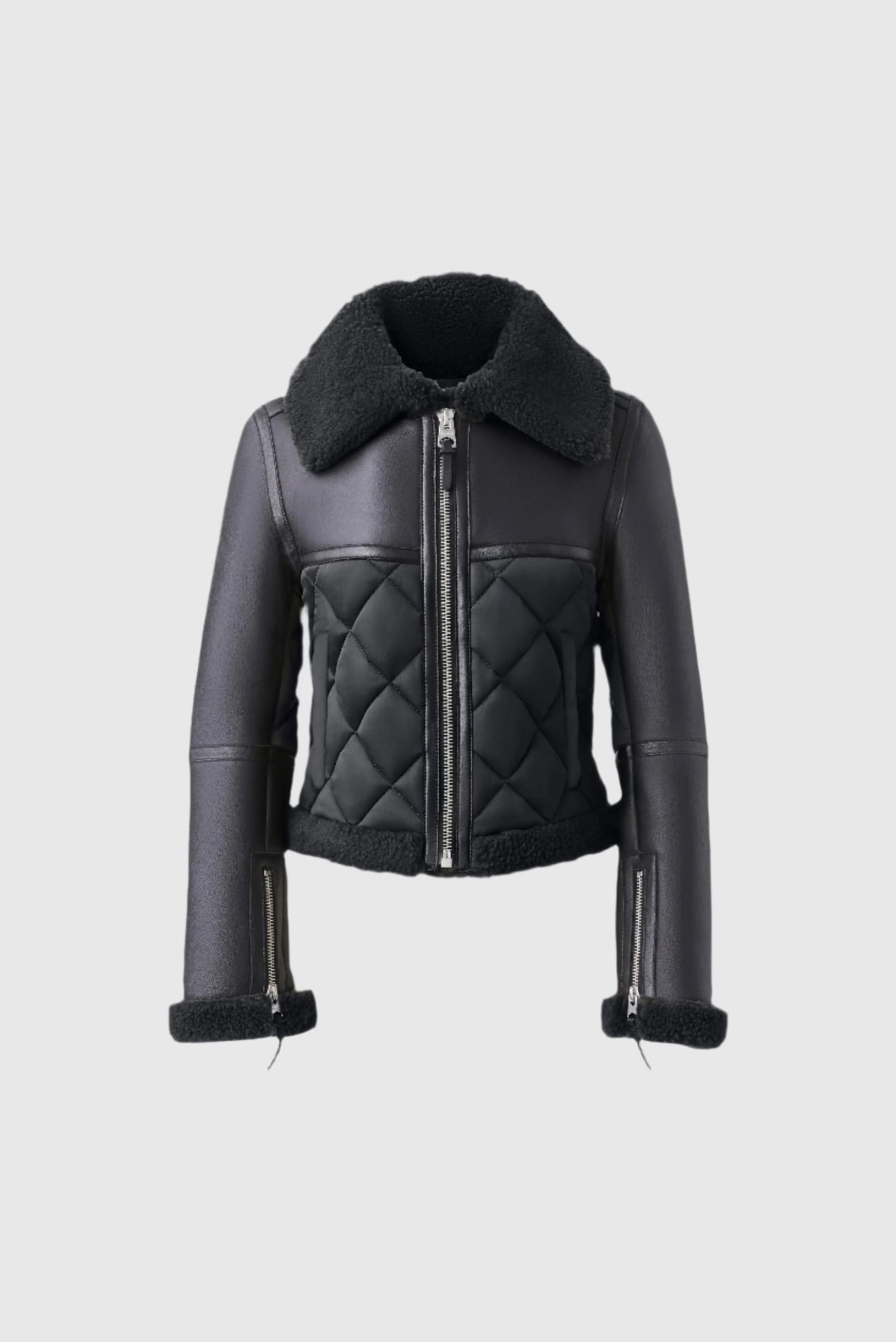Tulip, Quilted sheepskin jacket with shearling trim for ladies ...